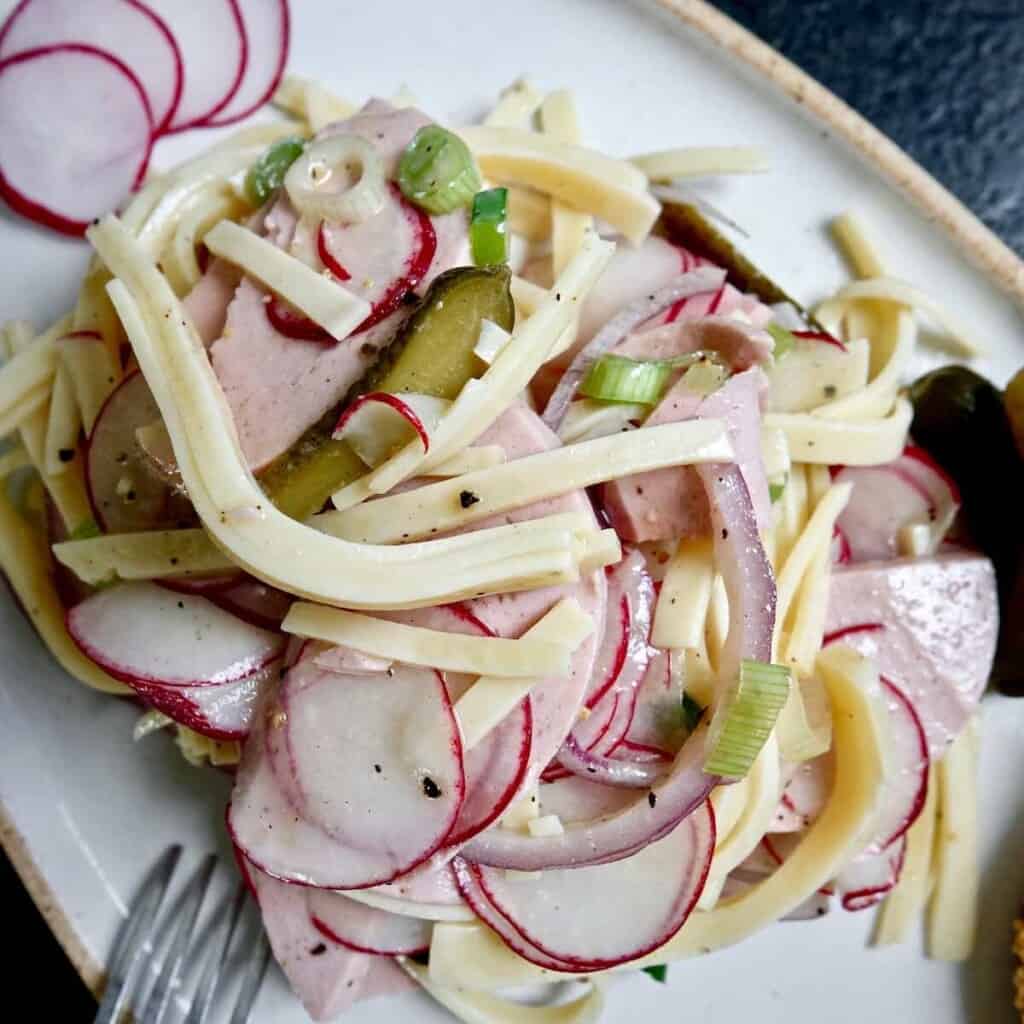 Swiss Meat and Cheese Salad (Wurst-Käse-Salat) - dirndl kitchen