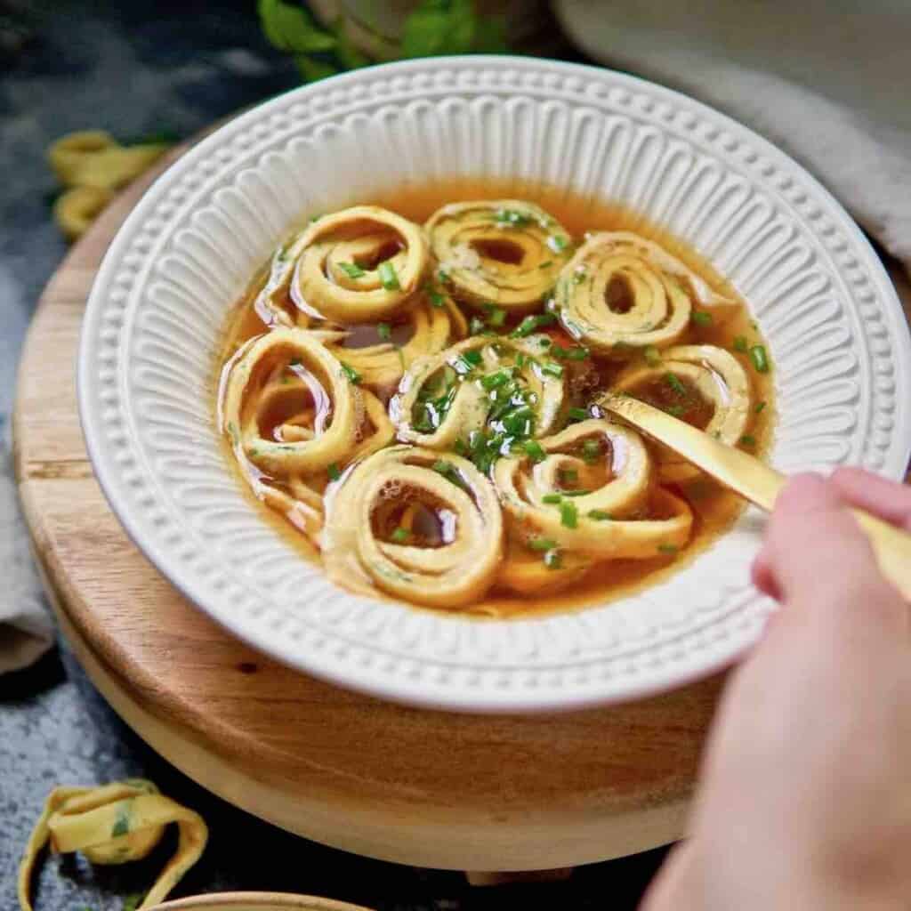 Amazing Pancake Soup from Germany (Flädlesuppe)