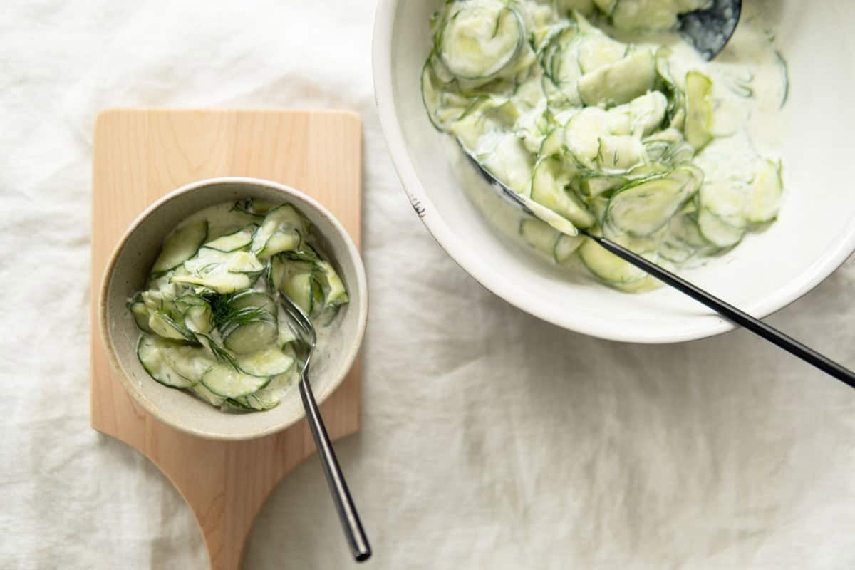 Creamy German Cucumber Salad - dirndl kitchen